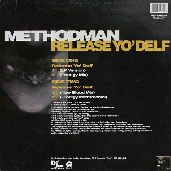 REGGAE - DANCEHALL- HIP HOP: Method Man - Release Yo' Delf (1995)
