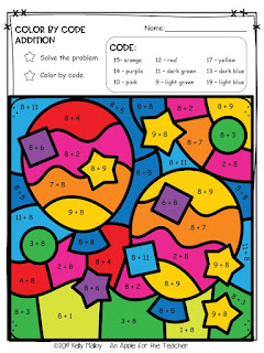 An Apple For The Teacher: New Years Color By Number Worksheets
