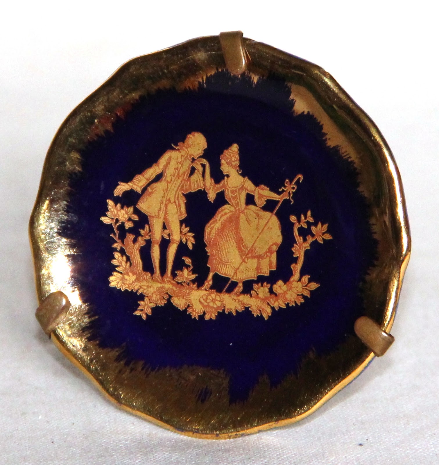 Curio Gifts: Miniature Cobalt Blue & Gold Plate with Fragonard Design ...