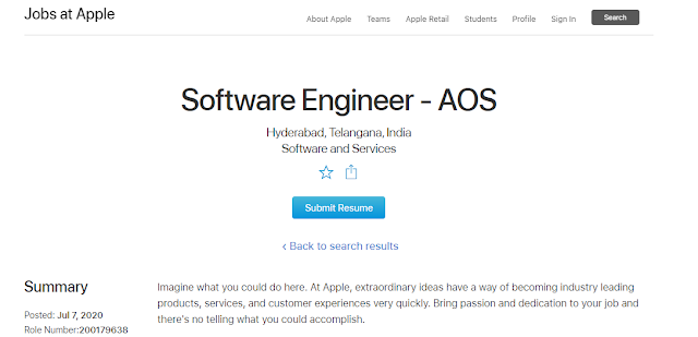UDYOG ADDA: Apple - Hiring Software Engineer - AOS @ Hyderabad