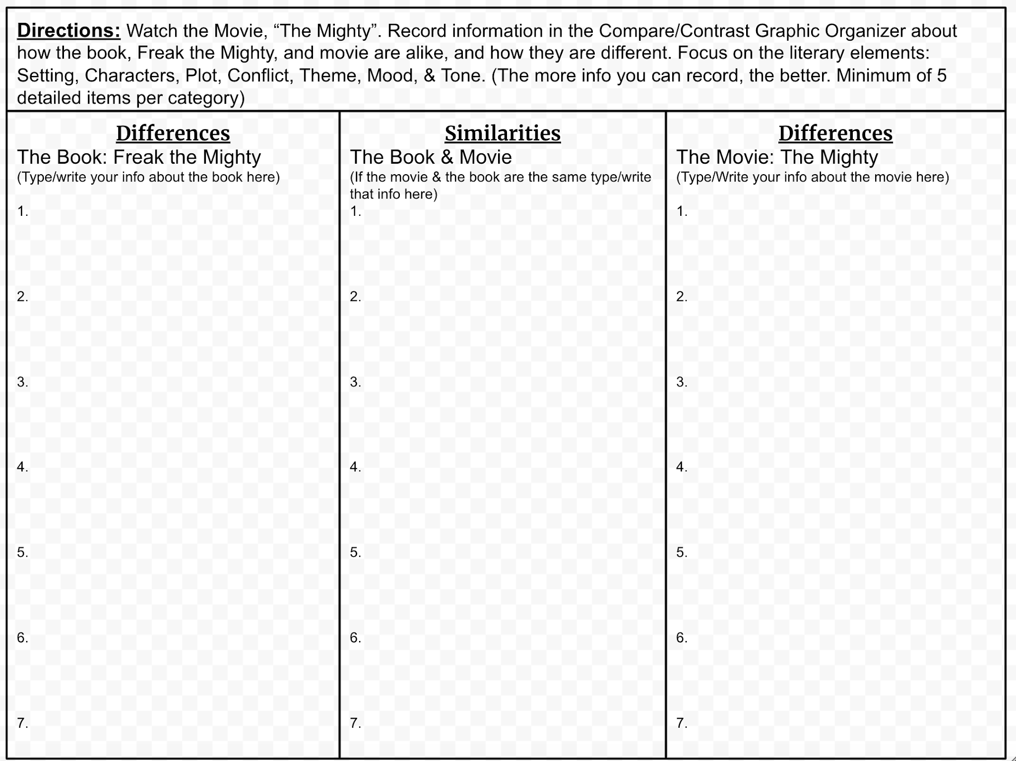 Mr. Trumble’s Blog: Day 29: 10/30/20 - Compare & Contrast Freak the ...
