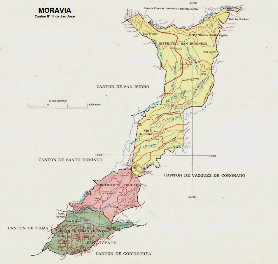 MAPAS DE: Moravia. Canton N° 14 de San Jose