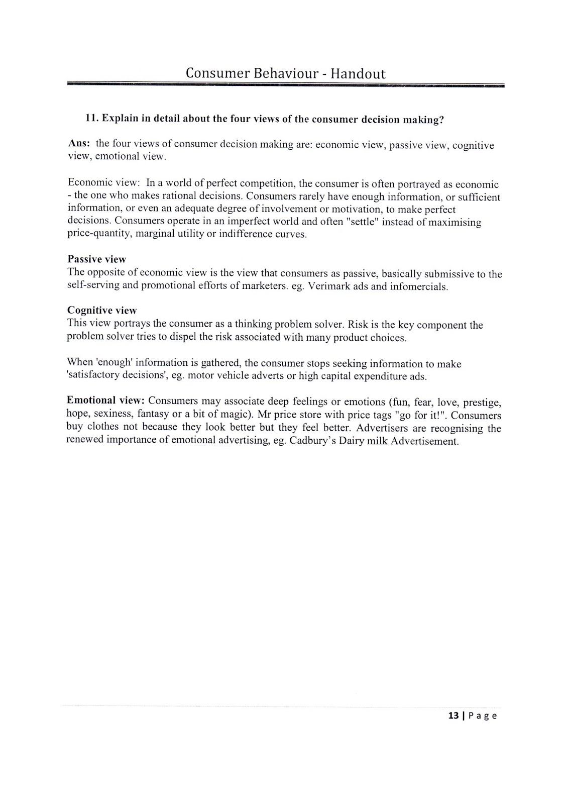 AR VTU MBA E-NOTES: MBA VTU Consumer behavior Notes/ Handouts