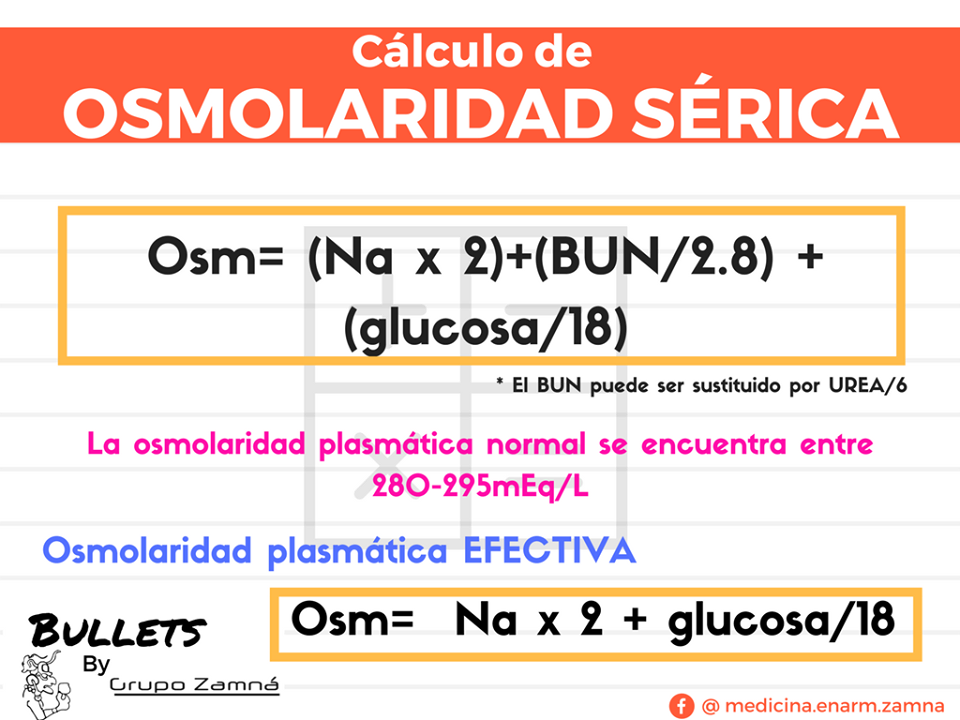 calculo de osmolaridad serica