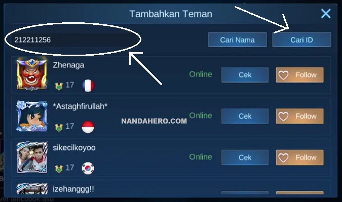 √ Cara Mencari ID Teman di Mobile Legend dengan Mudah - Nanda Hero