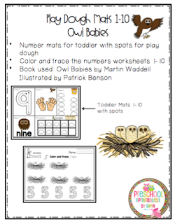 Owl Babies Play Dough Mats and Number Practice ~ Preschool Printables