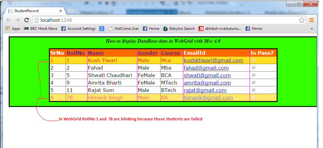 How To Display Database Data In Webgrid With Mvc40 Using Paging Sorting And Style ~ Microsoft
