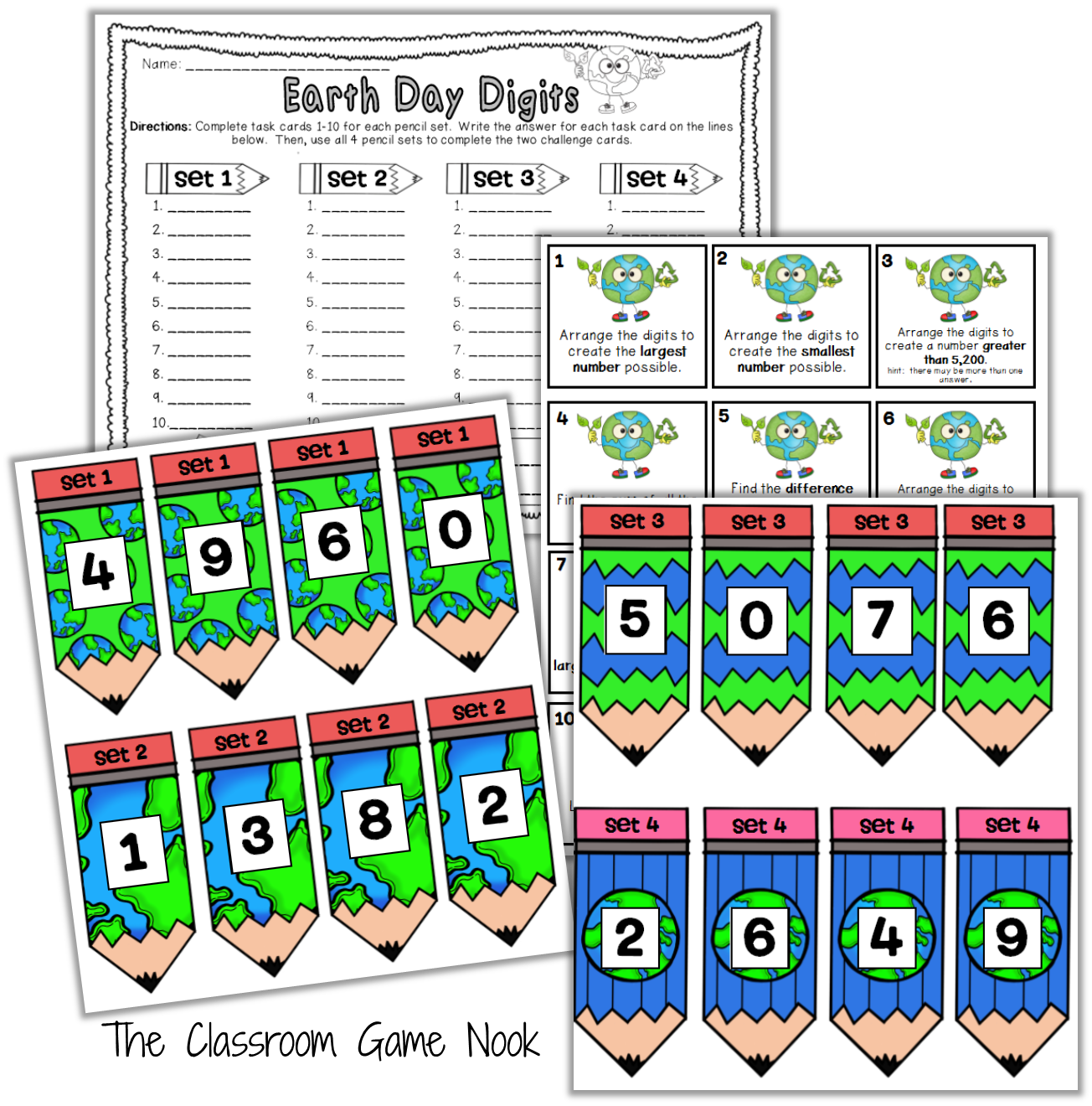 The Classroom Game Nook: Earth Day Digits {Freebie Center}
