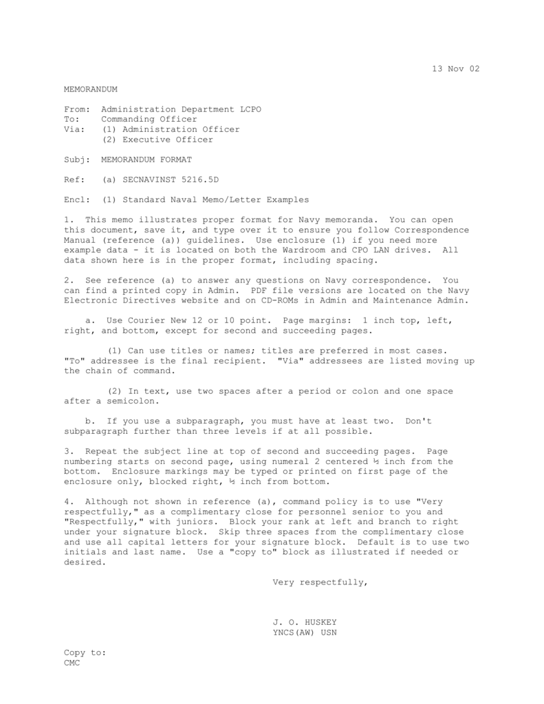 Naval Letter Format Template ~ Resume Letter