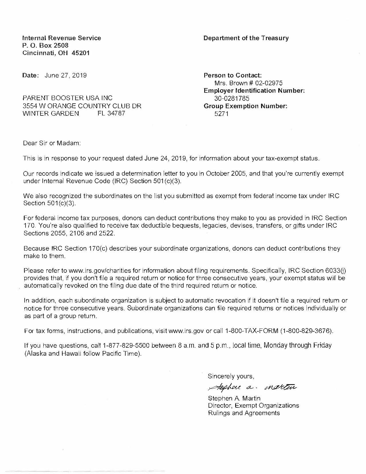 501C3 Determination Letter ~ Thankyou Letter