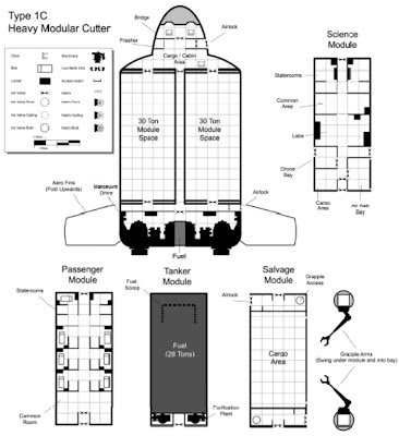 Traveller The Game: 100dt TL10 Heavy Modular Cutter, 2ea. 30dt modules ...