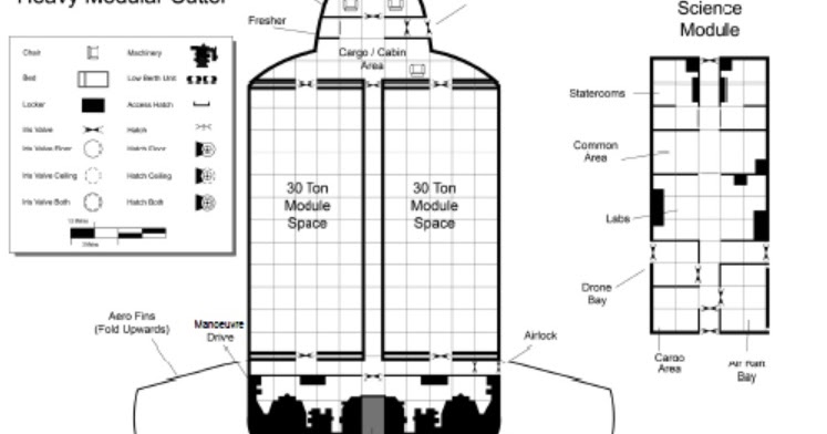 Traveller The Game: 100dt TL10 Heavy Modular Cutter, 2ea. 30dt modules ...