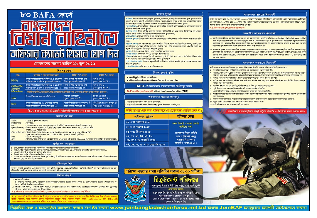 Bangladesh Air Force BAFA-80 Course Cadet Recruitment Circular 2018 ...