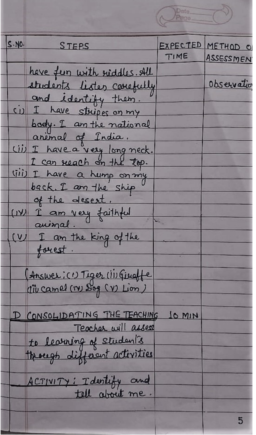 CLASS 5 ENGLISH LESSON PLAN class-5-english-lesson-plan
