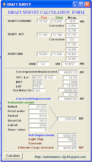 catatan sudarmanto: Ship’s draft survey calculation