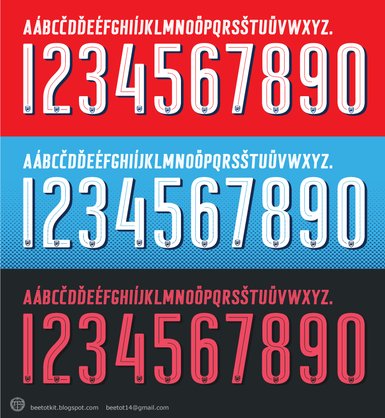 Beetot Kit: Arsenal FC 1718 Nameset Font