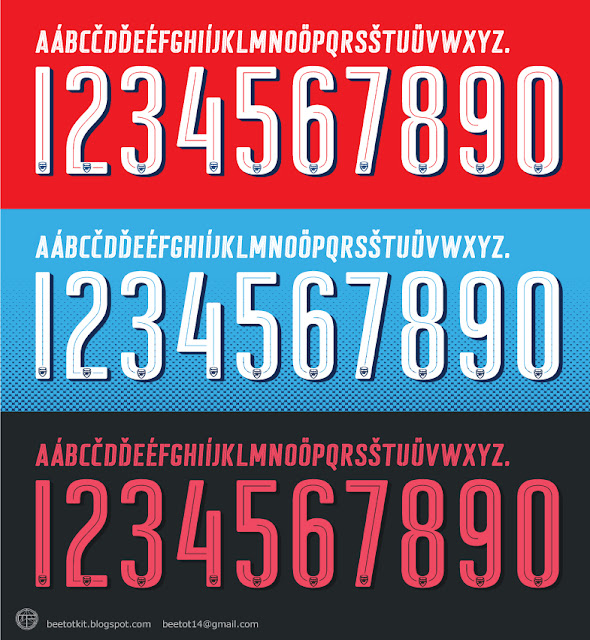 Beetot Kit: Arsenal FC 1718 Nameset Font