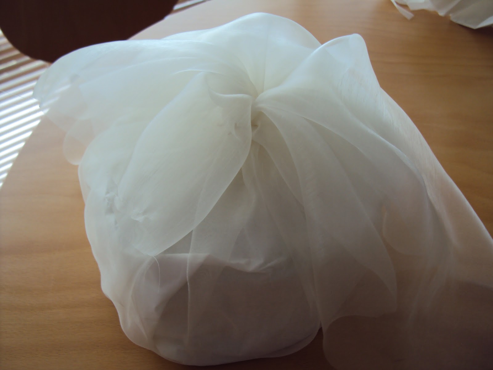 paper bake sew: Gift wrapping with organza and sinamay