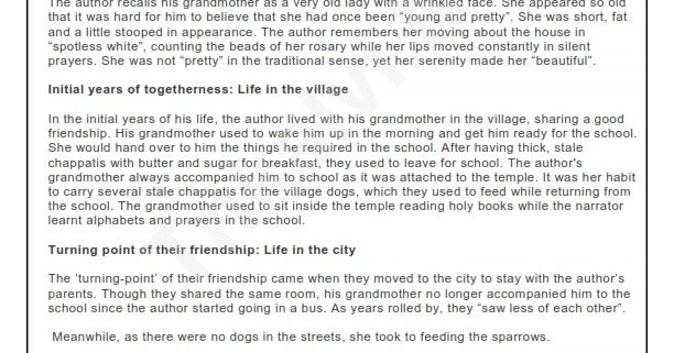 11th English - Unit 1 - Prose - The Portrait of a Lady - Paragraph ...