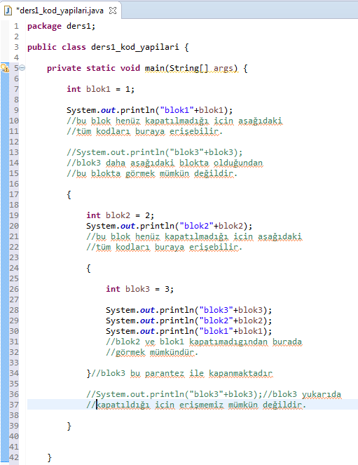 JAVA NOTLARIM: JAVA #1 (Kod Blokları)