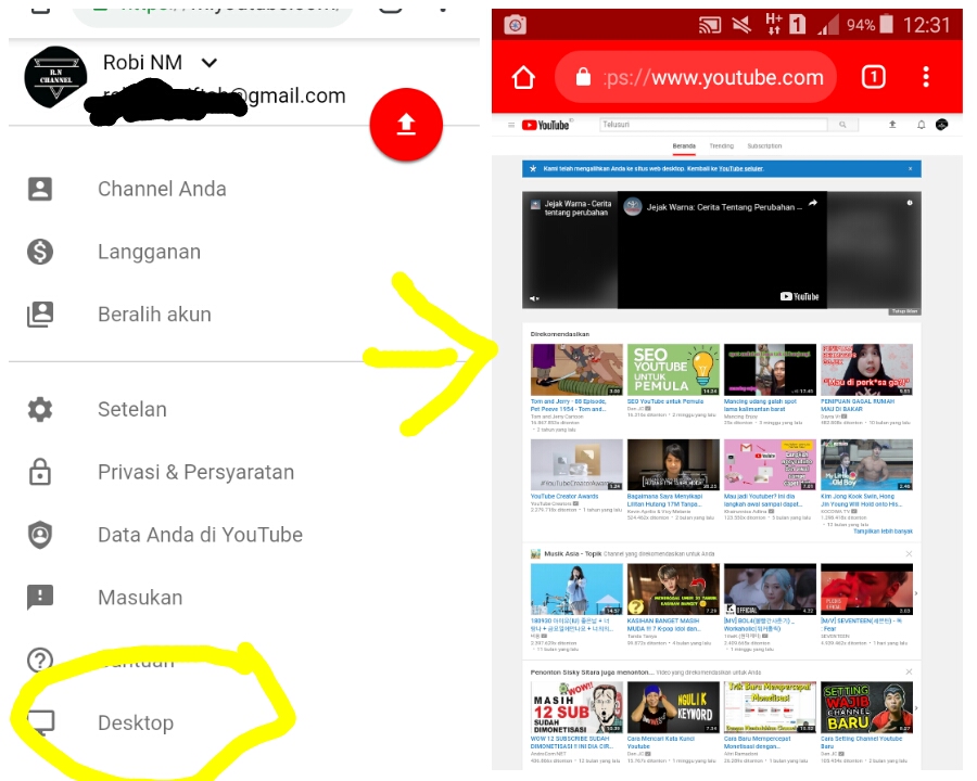 Cara Mengubah Tampilan Youtube Seluler ke Tampilan Desktop di Android (Terbaru 2019) - AKUMAUTAU7