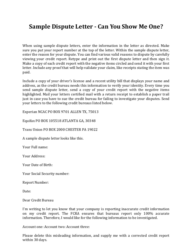 Experian Dispute Letter Template ~ Resume Letter