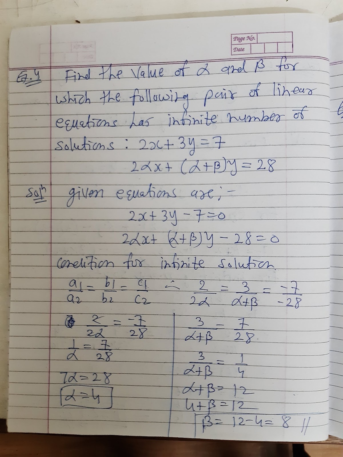 Math grade 10th Chapter 3 Linear equation 24/04/20 class work