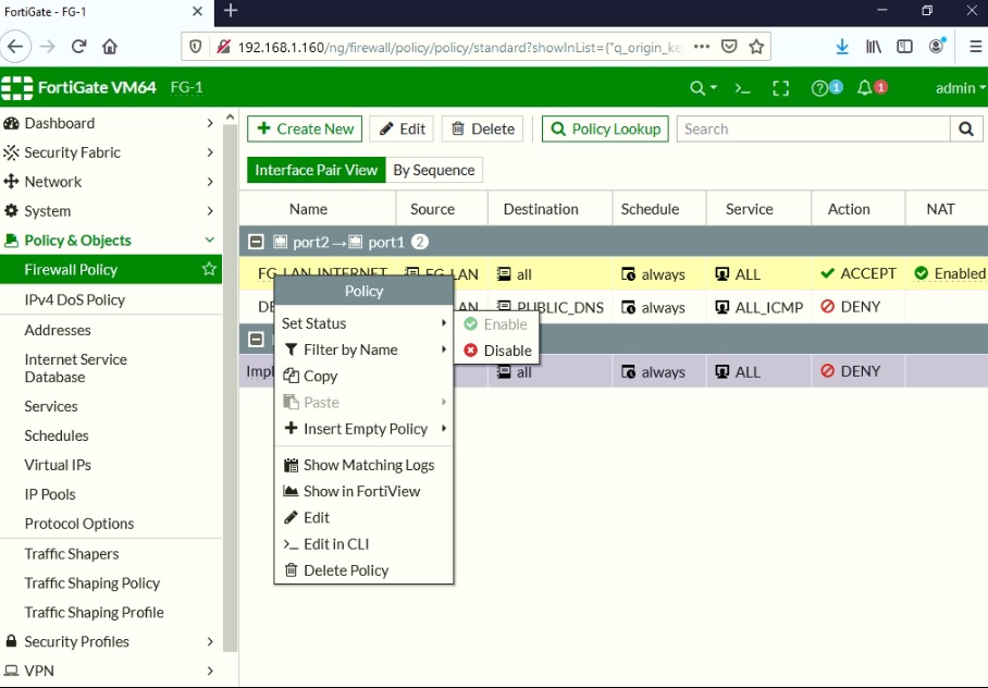 My Cybersecurity Journal: FortiGate Address Object and Firewall Policy
