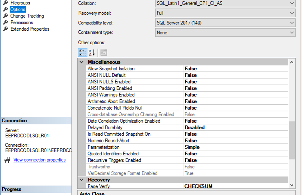 SQL Server Adviser: SQL Server Propiedades de Base de Datos – Opciones (3)