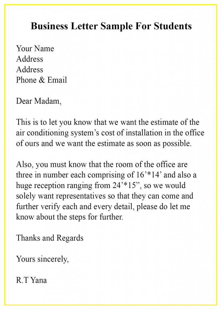 Letter Writing Format For Students - Formal Letter