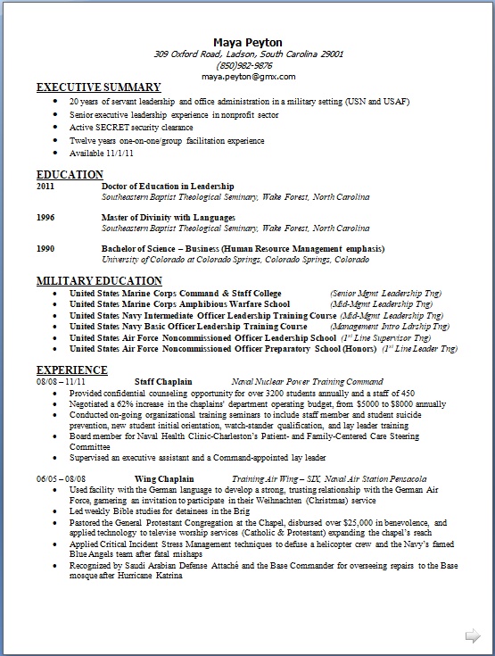 Staff Chaplain Sample Resume Format in Word Free Download