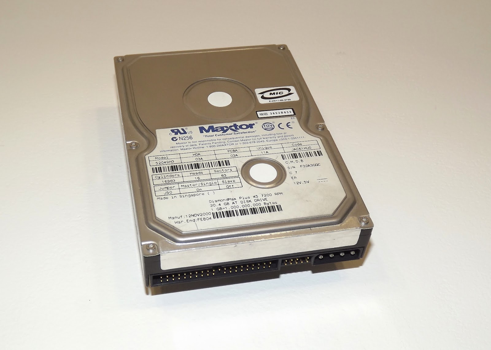 For Sale - Vintage Maxtor DiamondMax 20 Gb IDE Hard Drive - £15 ~ One ...