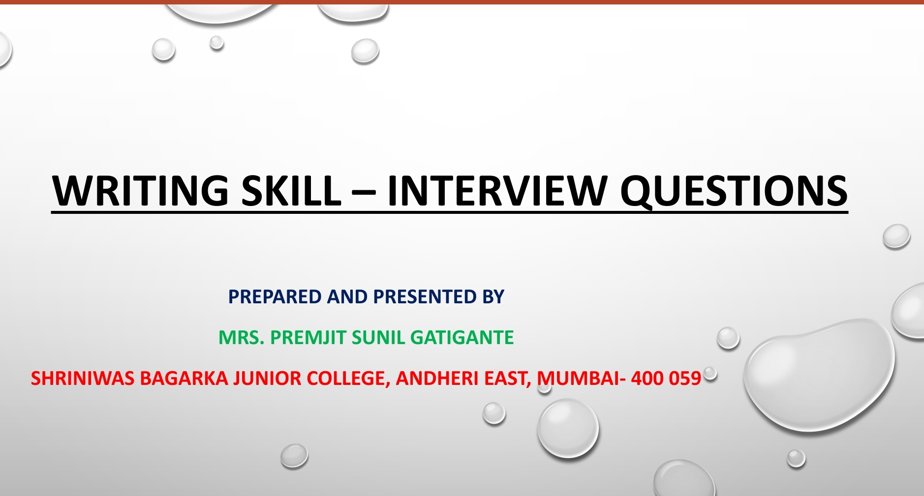 Interview questions - Writing Skill