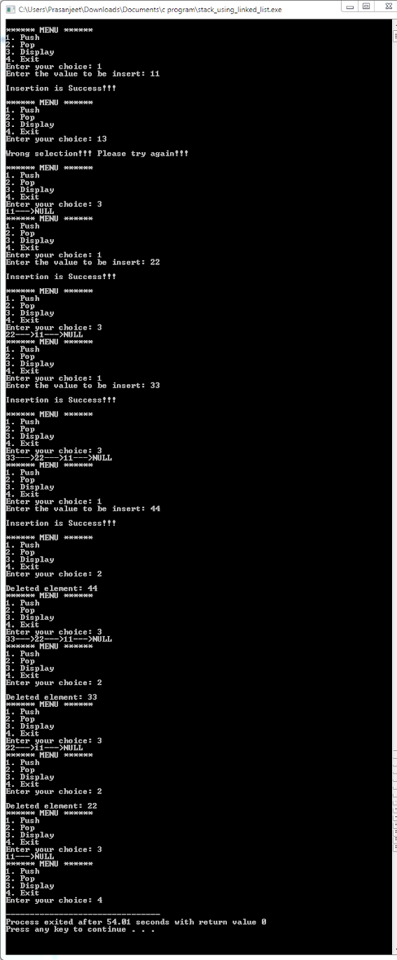 The correct place for easy learning....: Stack Using Linked List