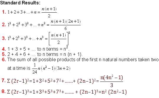 Maths Mania: standard results.
