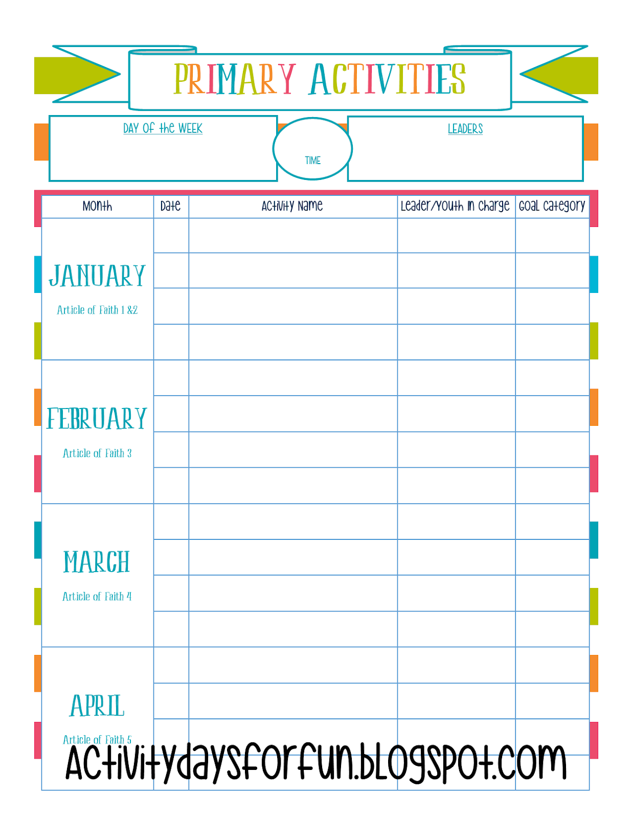 Primary Activity Ideas: Primary Activities Kit