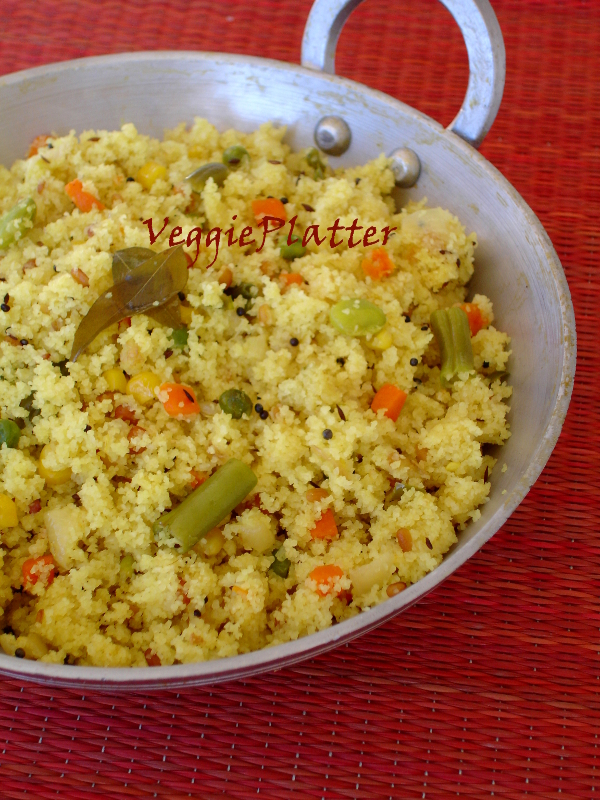 Veggie Platter: Rice Rava - Mixed Vegetable Upma / Biyyapu Rava Upma