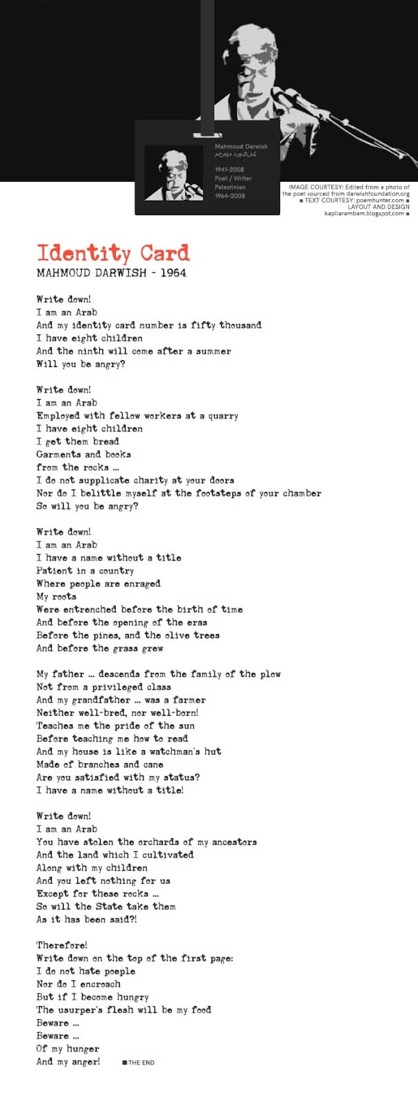 Mahmoud Darwish: “Identity Card”