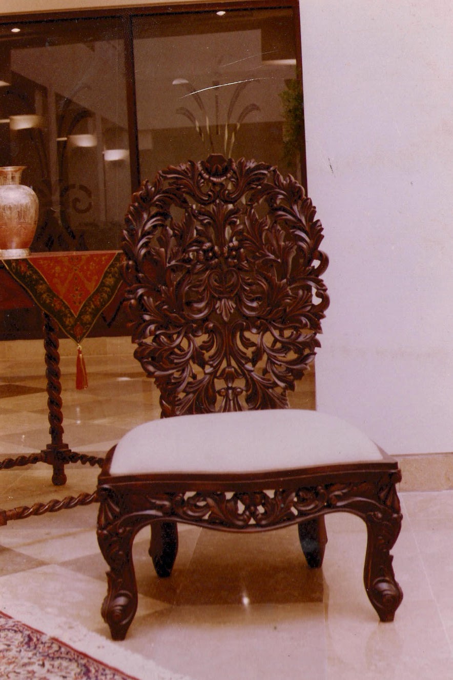 FURNITURE BY ZAHID MALIK: low seat chair with high carved back