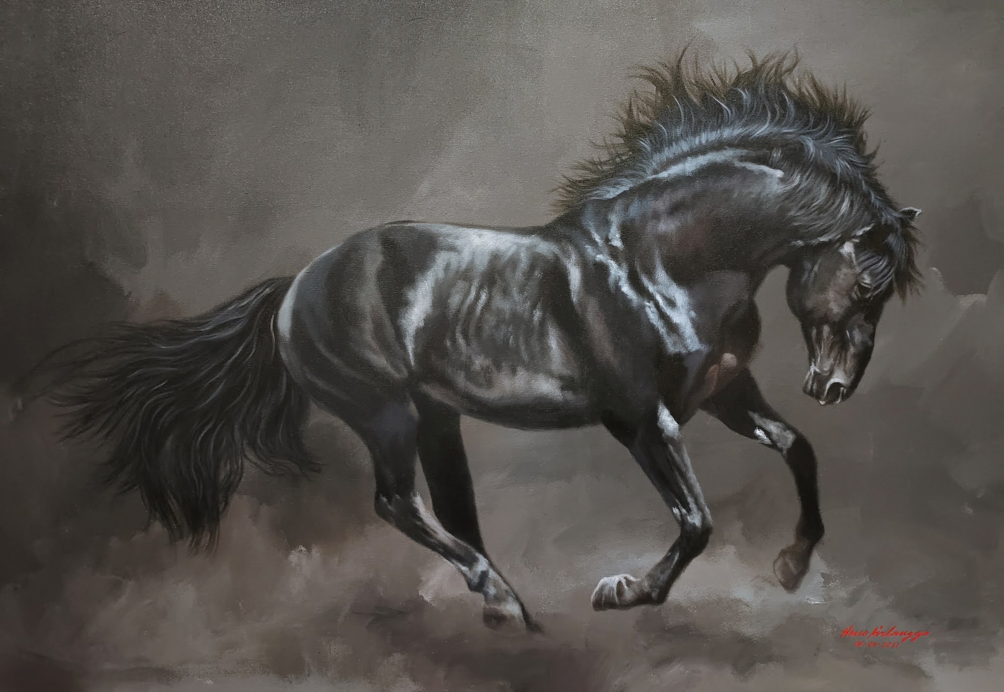 Dunia Lukisan JAVADESINDO Art Gallery: LUKISAN KUDA HITAM SARAT DENGAN ...