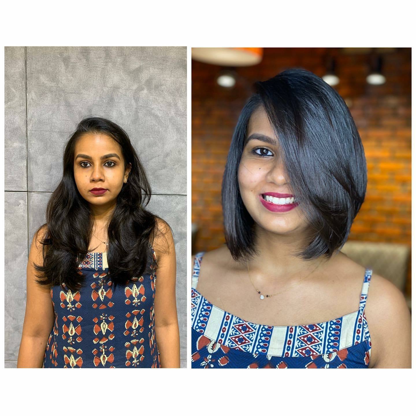 Long to nape length curved bob cut hair style - Village Barber Stories