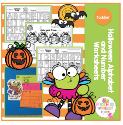 Toddler Halloween Alphabet and Number Practice ~ Preschool Printables