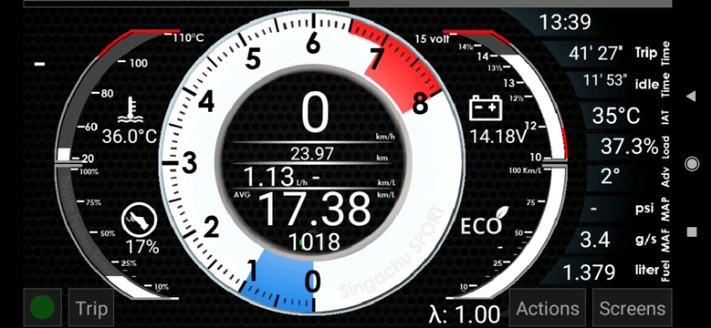 Custom display digital dashboard OBD 2 / ELM 327