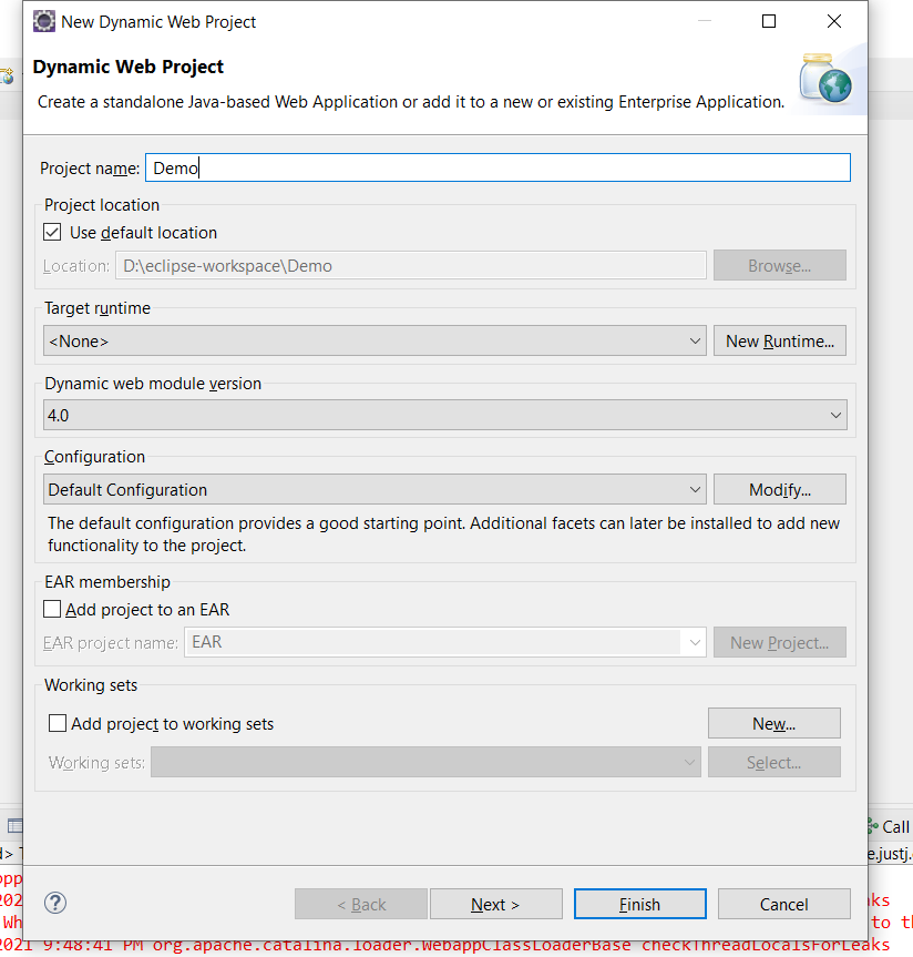 How to create Dynamic Web Project in Eclipse
