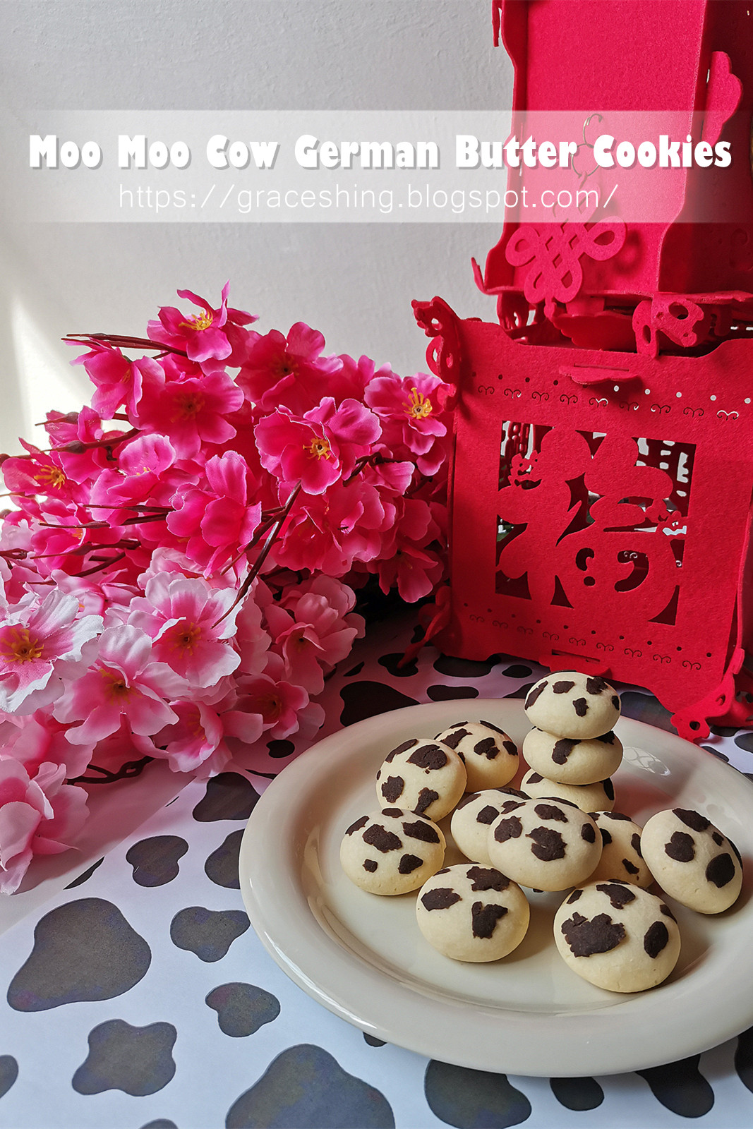 Grace's Blog 欣语心情: 金牛迎春 ~ 哞哞牛德国酥饼 Moo Moo Cow German Butter Cookies