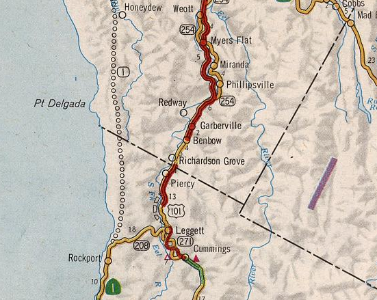 Former US Route 101 at Confusion Hill
