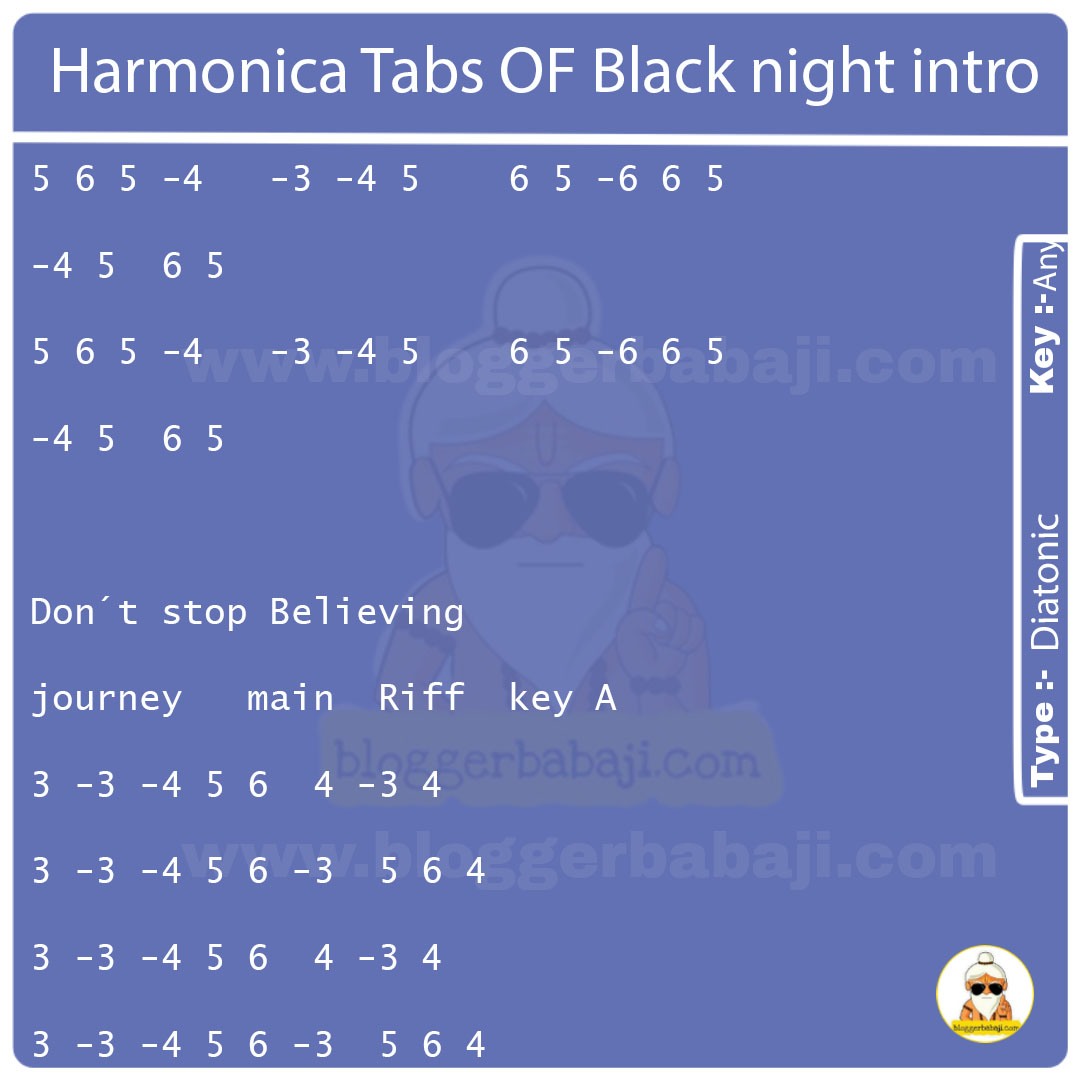 Harmonica Tabs OF Black night intro