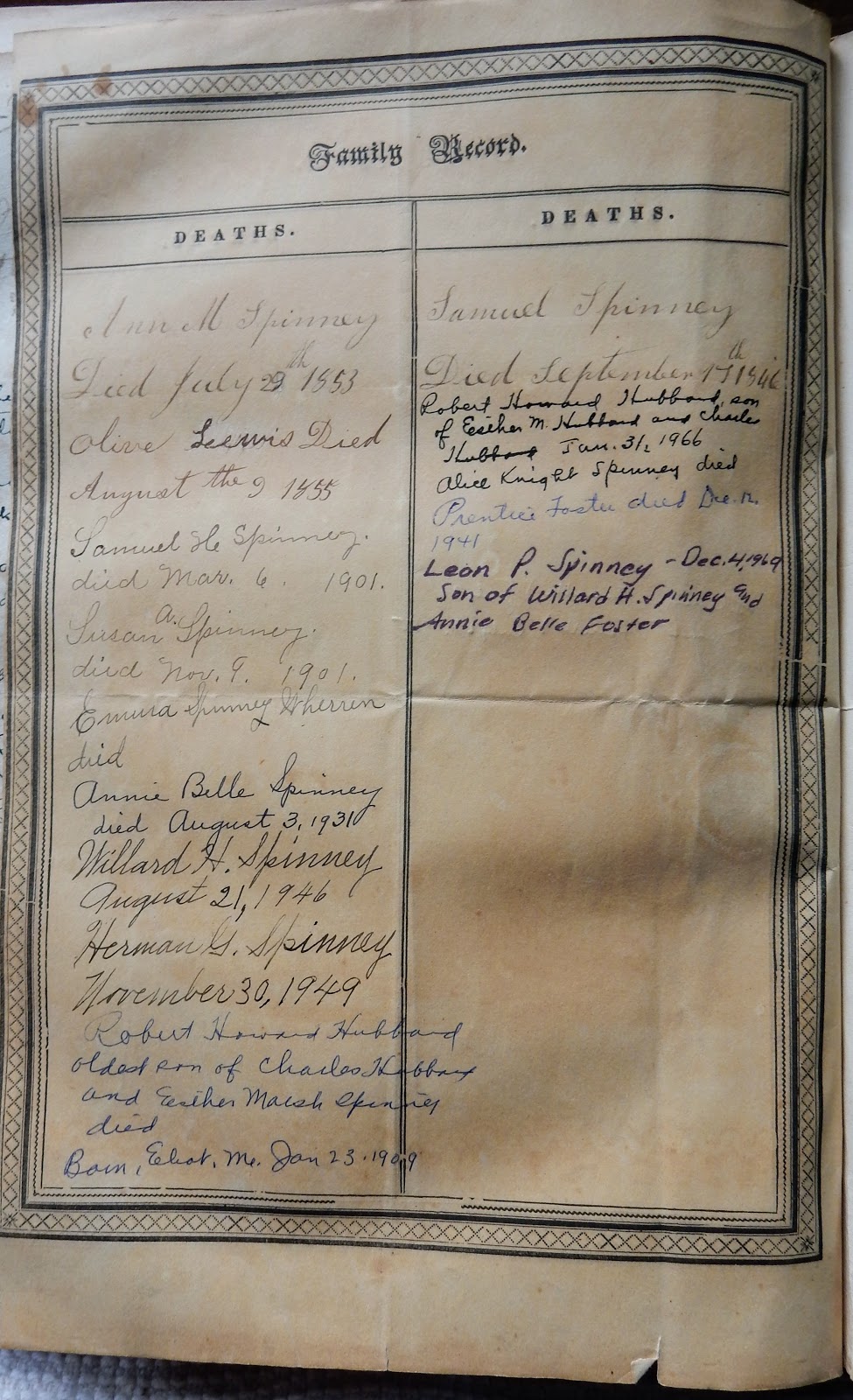 Heirlooms Reunited: 1850+ Bible of the Spinney Family of Eliot, Maine ...