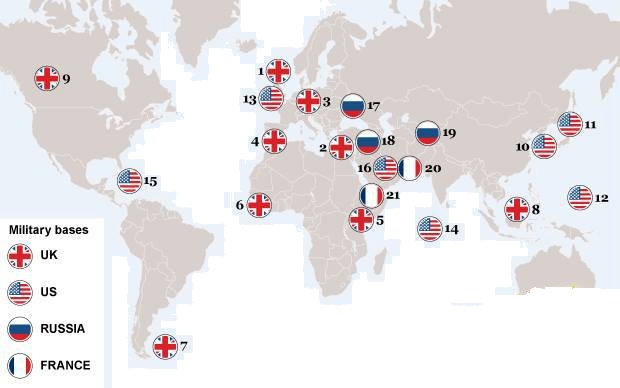 The main military bases of the great powers in the world ~ military news