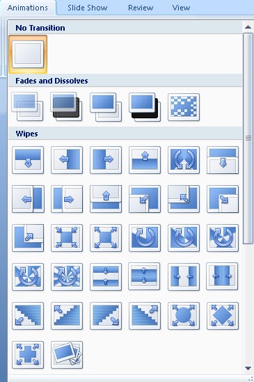 slide transition and Transitions Tab in powerpoint 2010 - creativeworld9